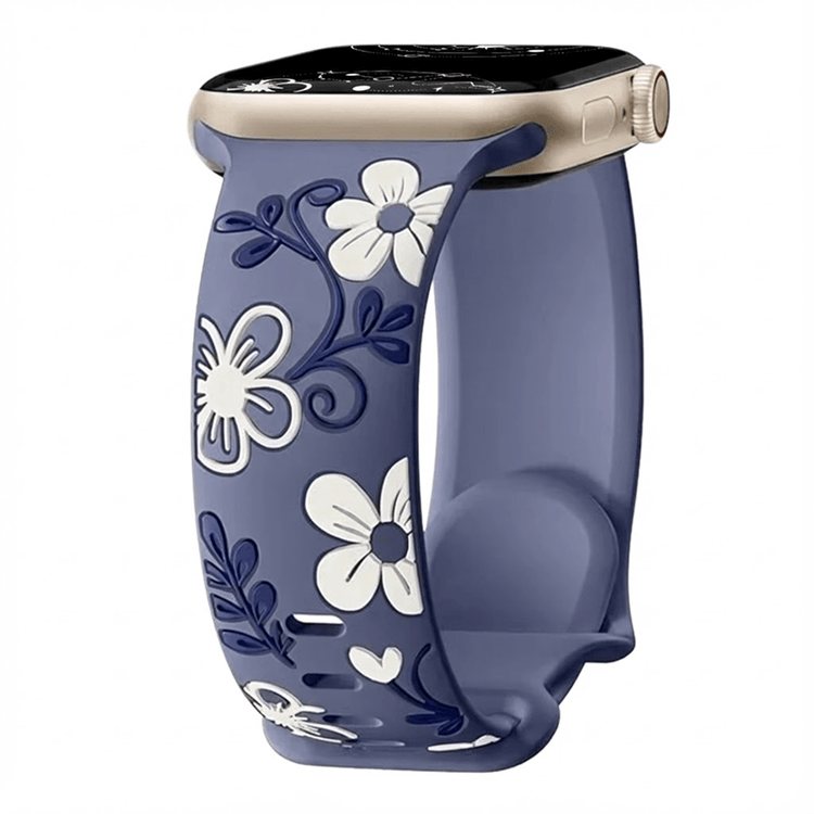 Apple Watch Band | Velox Engraved Flower Silicone Band | Compatible ...